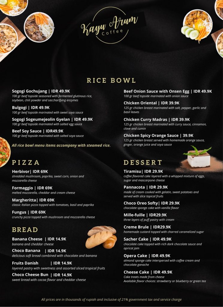 "KAYU ARUM COFFEE MENU" - NAVA HOTEL TAWANGMANGU